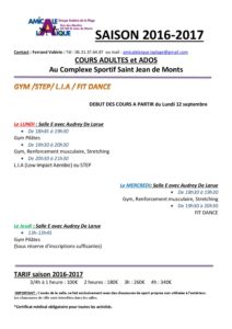 planning-cours-adultes - Amicale Laïque Saint Jean de Monts